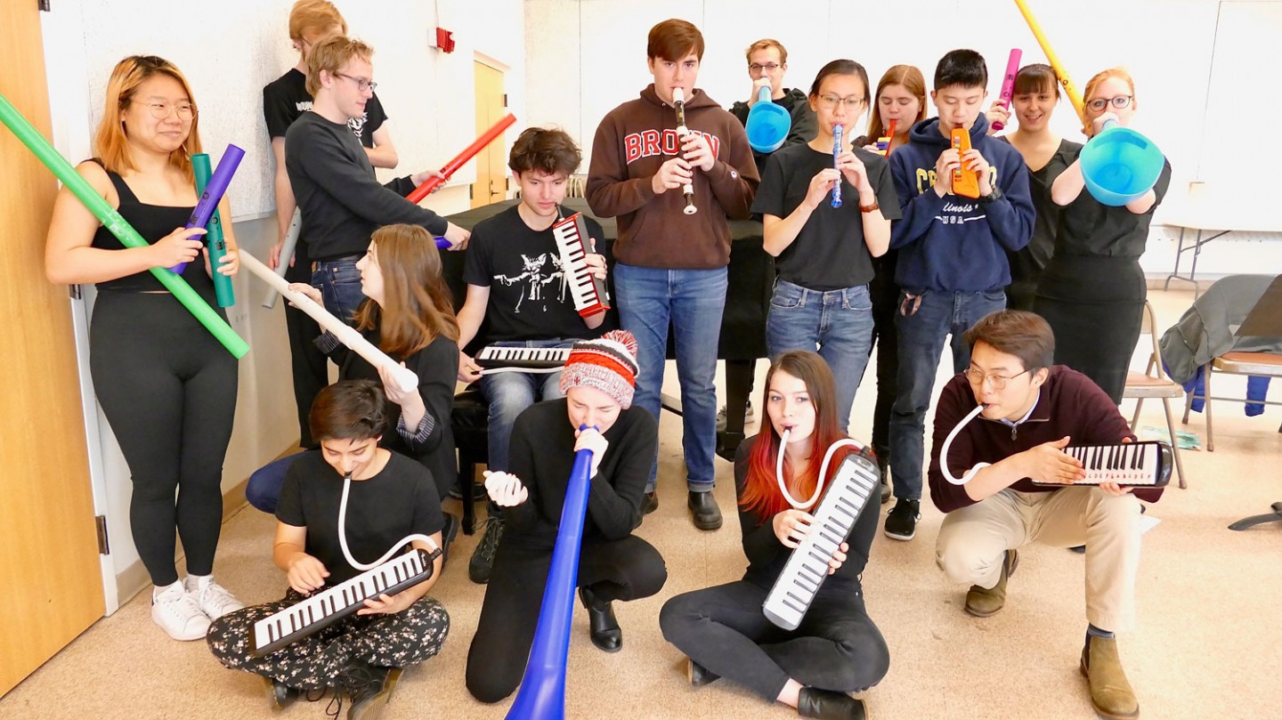 Student composer caps four years at Brown with a plastic-instrument ...